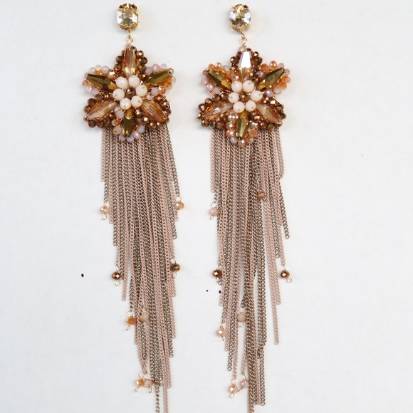 LOOK AROUND | Jewelry | Nwt Gold Flower Shape Chain Hanging Danglers ...